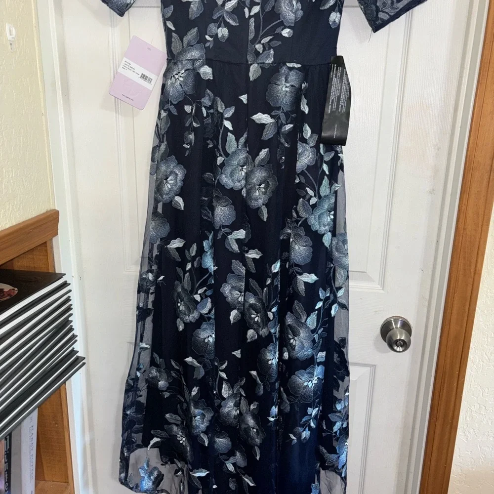 JS Collections | Dresses | Js Collections Navy Blue Floral High Low ...
